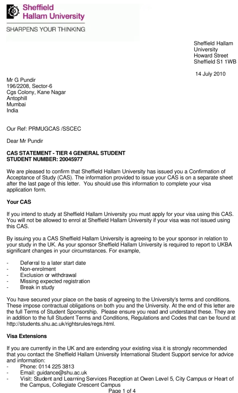 CAS letter for UK: Samples, Documents, Registration & More