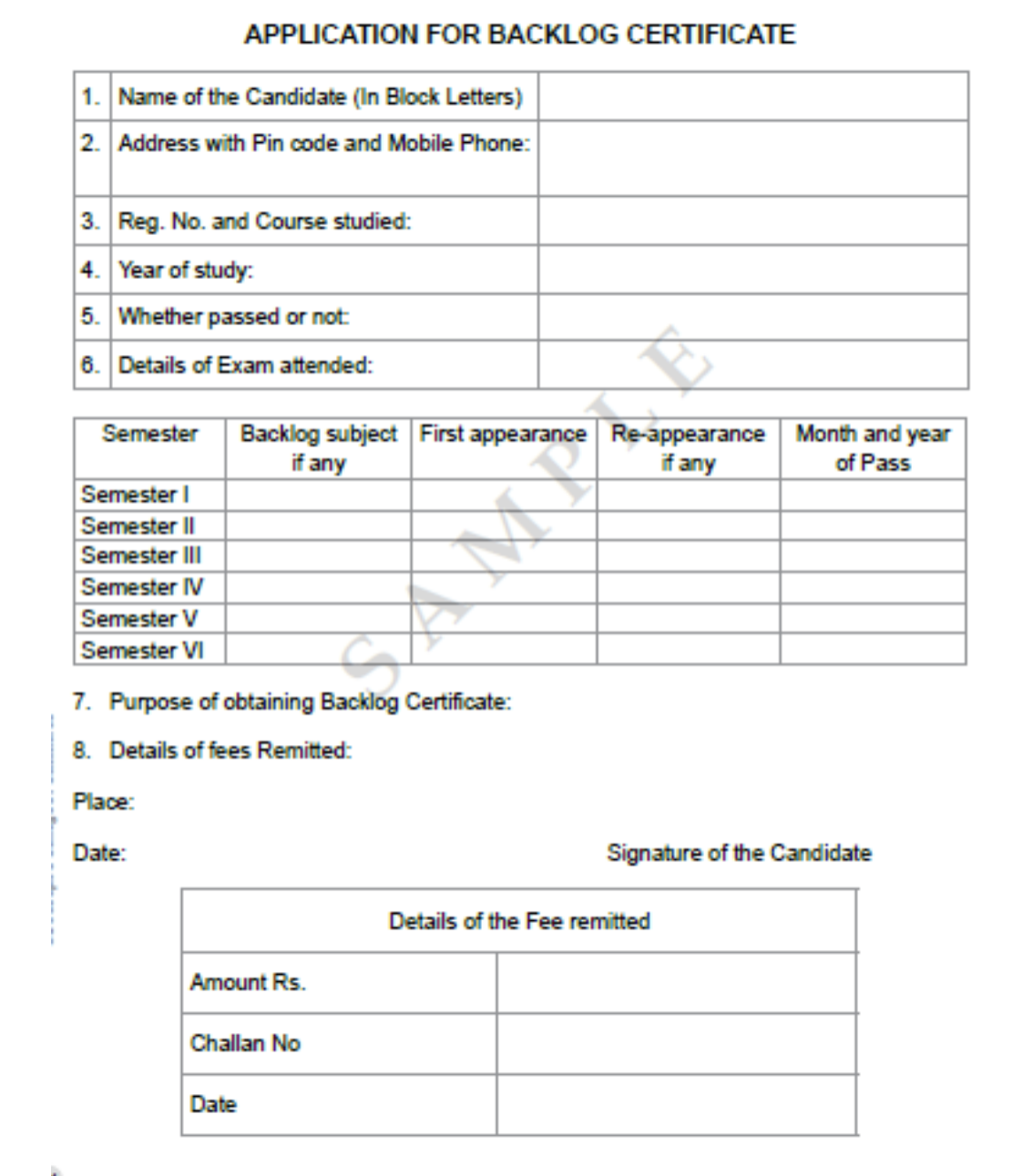 Backlog Certificate: Application Format, Sample, Process