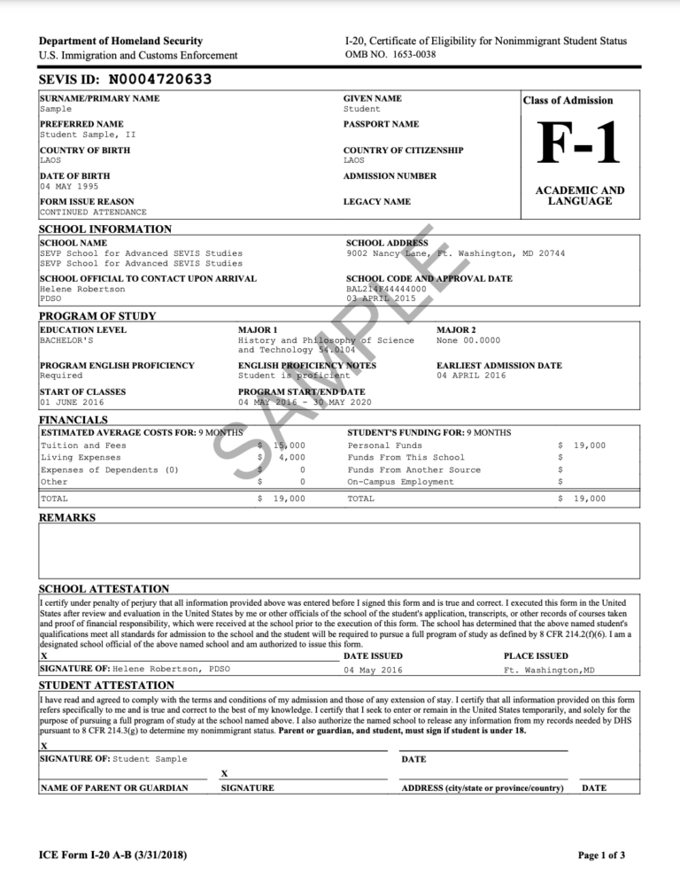 Understanding the I-20 Form for International Students
